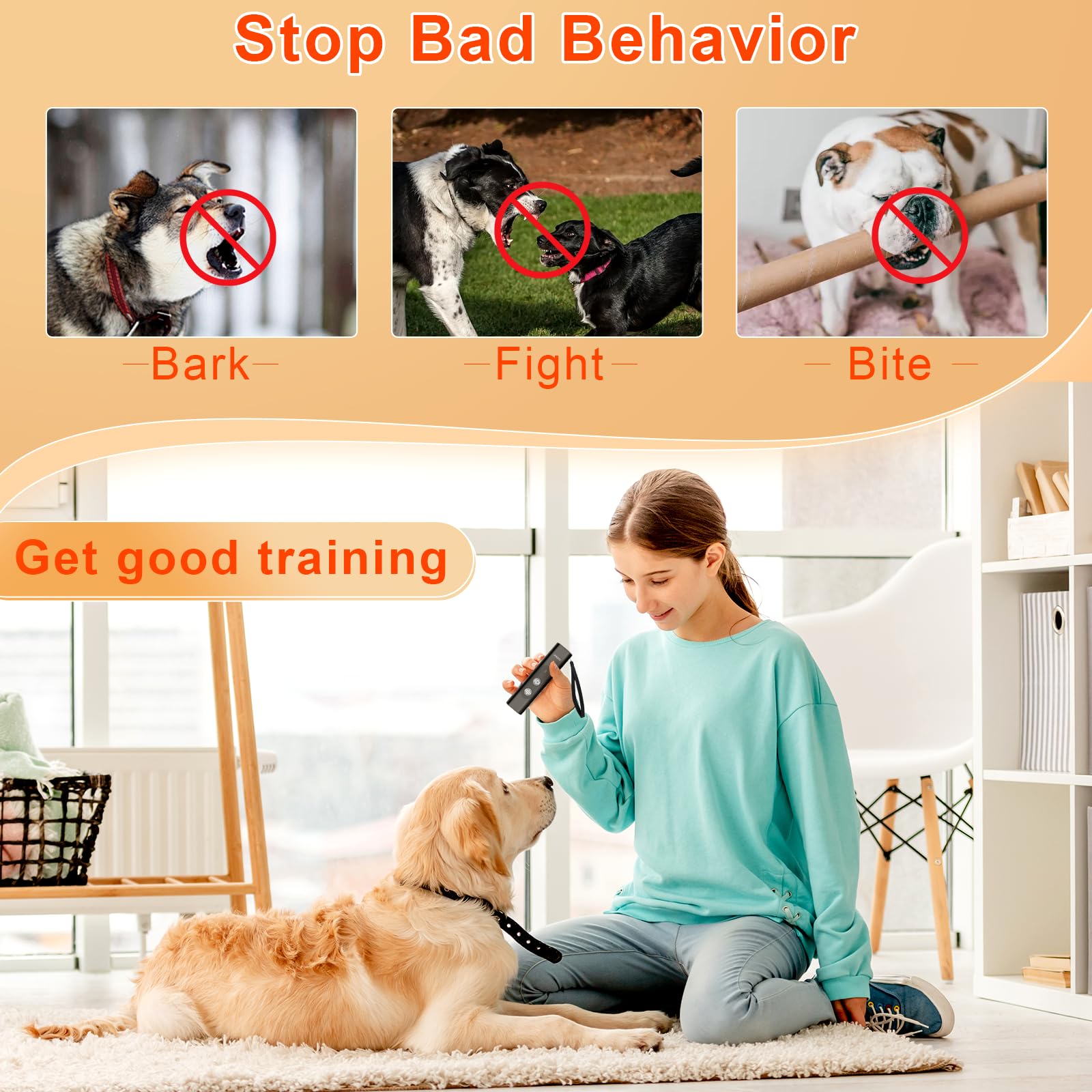 Abdtech Anti Barking Device for Dogs - Dog Bark Deterrent Devices for Stopping Bad Dog Behavior - Ultrasonic Dog Bark Deterrent, Refuse to Shout and Slap - Best Anti Barking Device Rechargeable