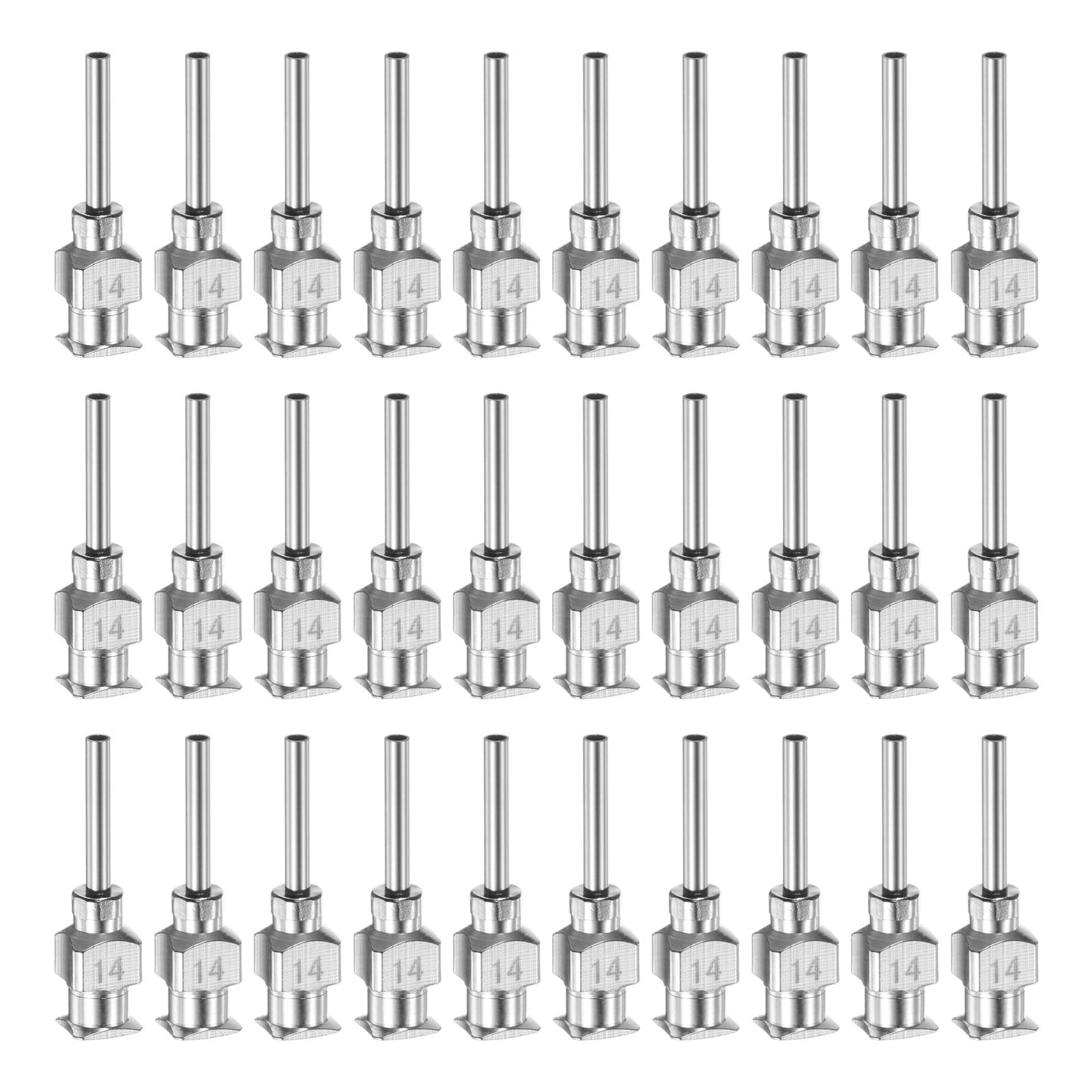 HARFINGTON 30pcs 14Gauge Stainless Steel Dispensing Needles, 1/2" All Metal Glue Needle Tube Blunt Tips Luer Lock for Thick Liquids, Ink, Glue, Lab Use