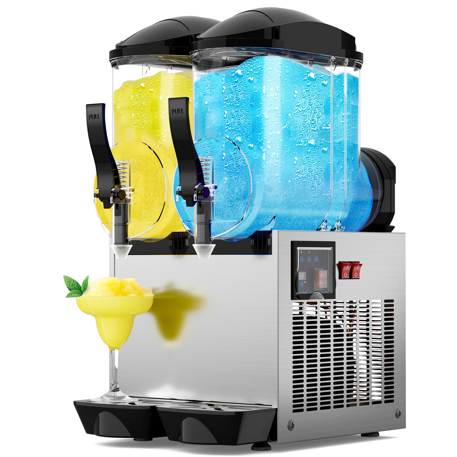 Mojgar 30L Commercial Margarita & Slushy Machine,1100W 110V 8 Gal Frozen Drink Maker Smoothie Machine for Bar,Electric Large Slushie Machine with Self-cleaning Mode,For Alcohol Beverage Cocktail Juice