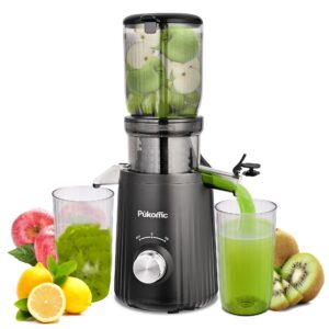 pukomc juicer machines, cold press juicer with 4.1'' large feed，slow masticating machines chute fit whole vegetable and fruit，high juice yield juicer easy to clean