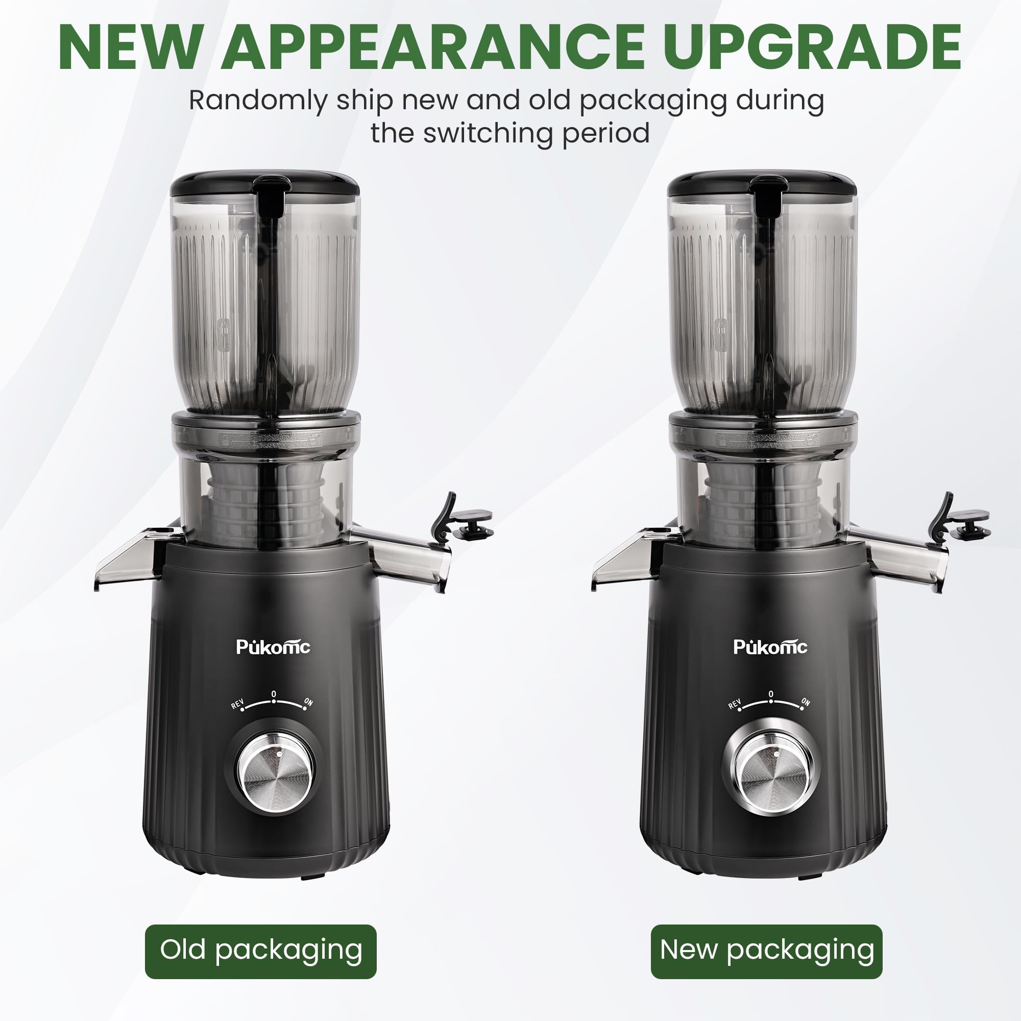 Pukomc Juicer Machines, Cold Press Juicer with 4.1'' Large Feed，Slow Masticating Machines Chute Fit Whole Vegetable And Fruit，High Juice Yield Juicer Easy to Clean