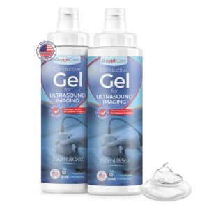 goppli medical imaging & therapy ultrasound gel - 2 pack, 8.45 fl oz (250ml) each - non-greasy, unscented, hypoallergenic - ideal for tens units & baby dopplers - medical grade quality, made in usa