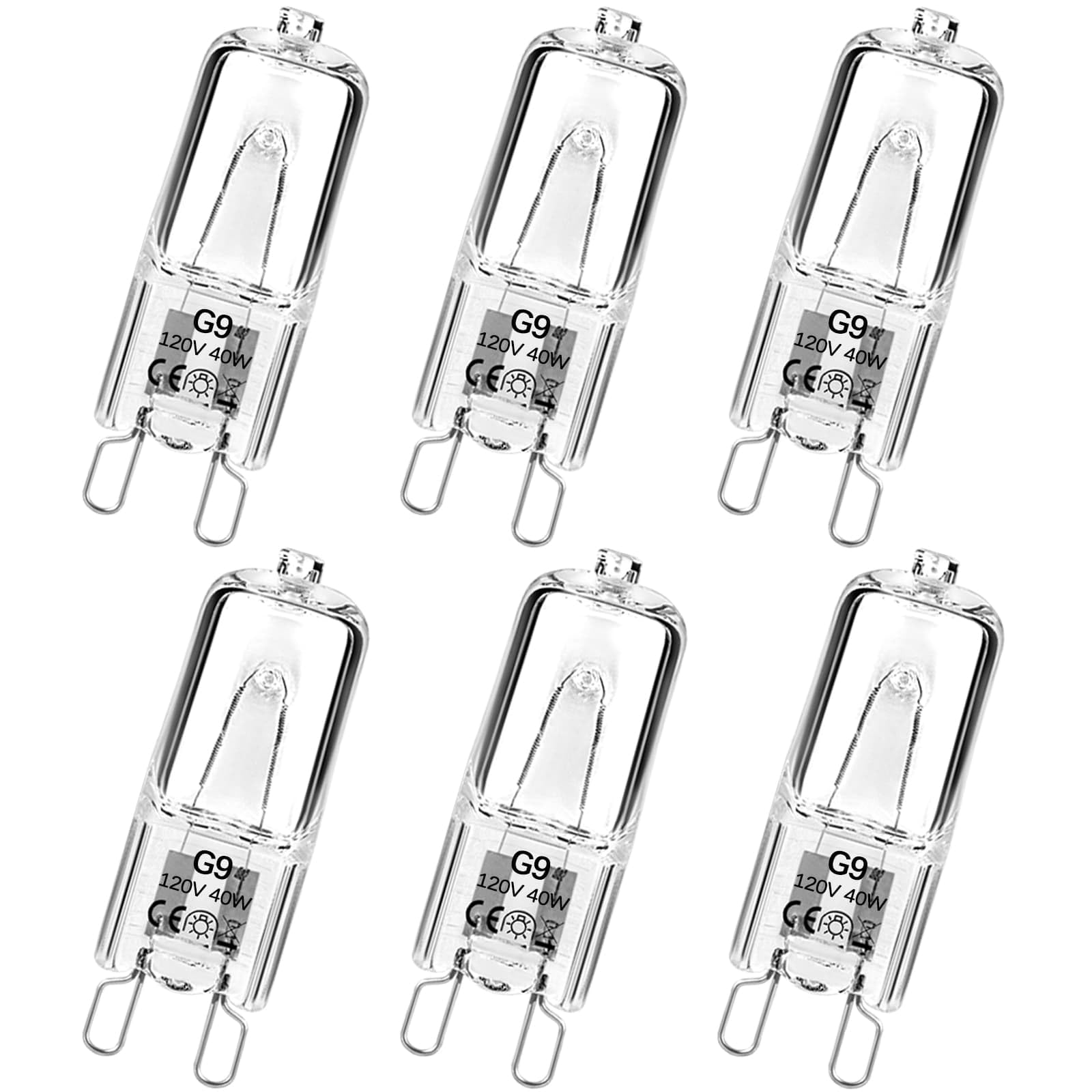 MIARALA G9 Halogen Light Bulbs 40W 120V Warm White 2700K Dimmable 6-Pack, No Flicker