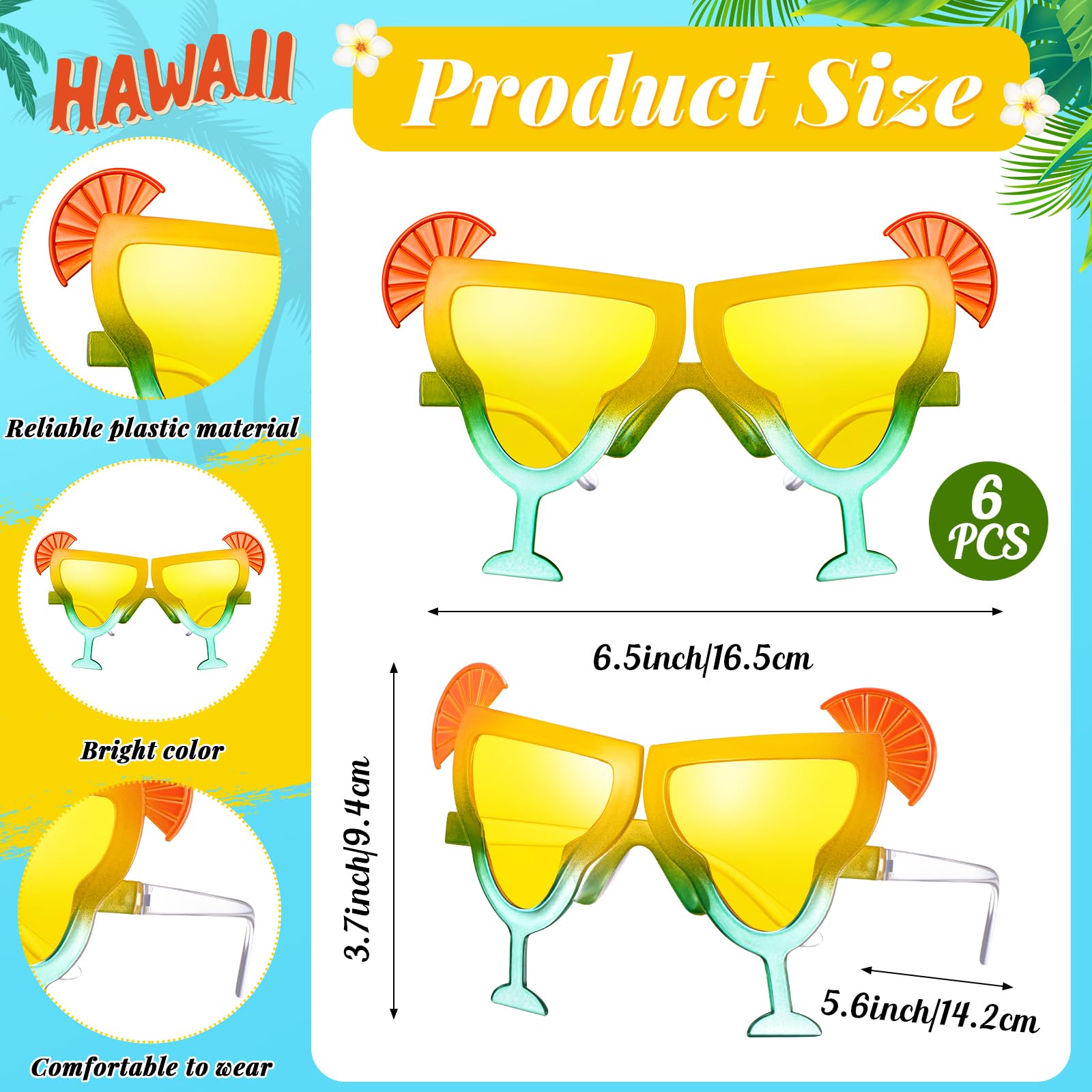 ElectricWise 6 Pcs Margarita Sunglasses Party Decorations Margs and Matrimony Bachelorette Eyeglasses Funny Novelty Hawaiian Sunglasses for Women Adult Summer Beach Luau Bridal Shower Tropical Party