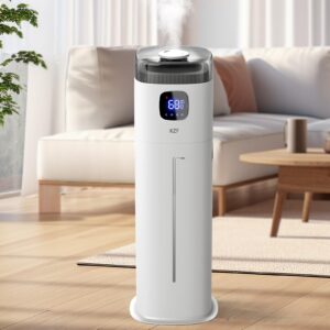 kzf humidifier for large bedroom, 9l/2.5gal ultrasonic cool mist humidifier, easy clean humidifier with 350ml/h large mist speed, quiet tower humidifier, suitable for kids room plant yoga (white)