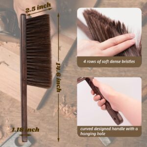 Woooden Hand Whisk Broom Brush Small Hand Broom Dust Brush with Wood Handle Soft Bristle Broom for Couch Car Fireplace Bed (Black)