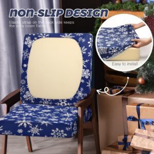 Newwiee 8 Pcs Stretch Christmas Cushion Covers Snowflake Patio Chair Cushion Cover Outdoor Cushion Slipcovers Replacement Furniture Cushions Couch Sofa Seat Cover Soft Flexibility Washable