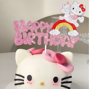 Cartoon Cat Birthday Cake Decoration, Cute Cat Birthday Cake Decoration (Pink)