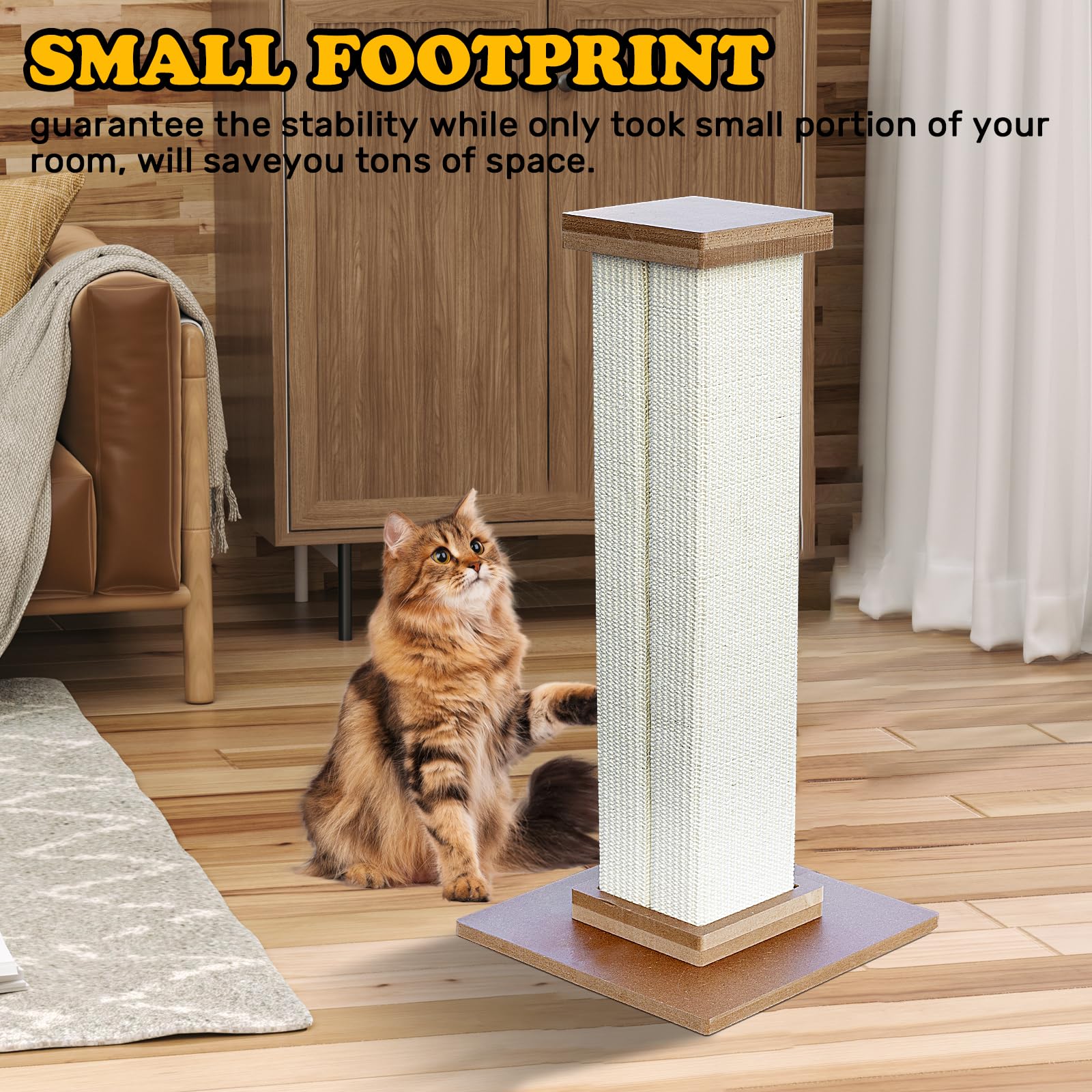 MAOHEGOU 27IN Cat Scratching Post, Nature Sisal Cat Scratch Post for Indoor Cats