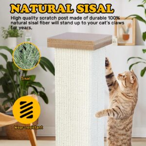 MAOHEGOU 27IN Cat Scratching Post, Nature Sisal Cat Scratch Post for Indoor Cats