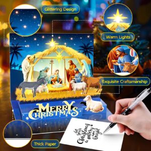 FITMITE Christmas Cards, MUSIC & LIGHTS Pop-up 3D Merry Christmas Card, Nativity of Jesus Christmas Card, Christmas Gifts for Women Men Kids Mom Dad, Christmas Greeting Card with Envelopes