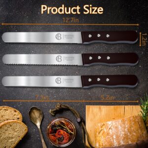 CZBZYMYYY 3 Pack Bread Knife, 13-Inch Multifunction Serrated Bread Slicer, Stainless Steel Bread Knife/Slicer for Homemade Bread (8-inch Blade with 5-inch Handle)