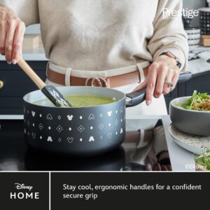 Prestige x Disney Monochrome Ceramic Non Stick Saucepan Set of 3 with Lids - 16, 18 & 20cm Induction Saucepan Set, PFAS & PFOA Free, Non Toxic Cookware