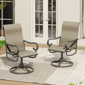 VICLLAX Patio Swivel Dining Chairs Set of 6, Outdoor furnitures Breathable Fabric with Curved Arms for Lawn Deck, Black Frame