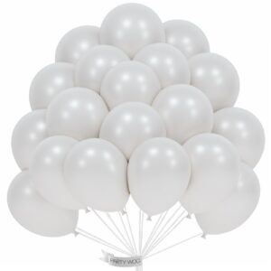 partywoo pearl white balloons 100 pcs 12 inch white balloons pearl balloons for white pearl balloons wedding party engagement bridal baby shower birthday graduation white party decorations white-z30