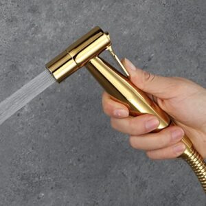 MAKEJ Toilet Bidet Sprayer Douche Kit Gold Hand Held Shower Faucet Stainless Steel Copper Valve Set(E)