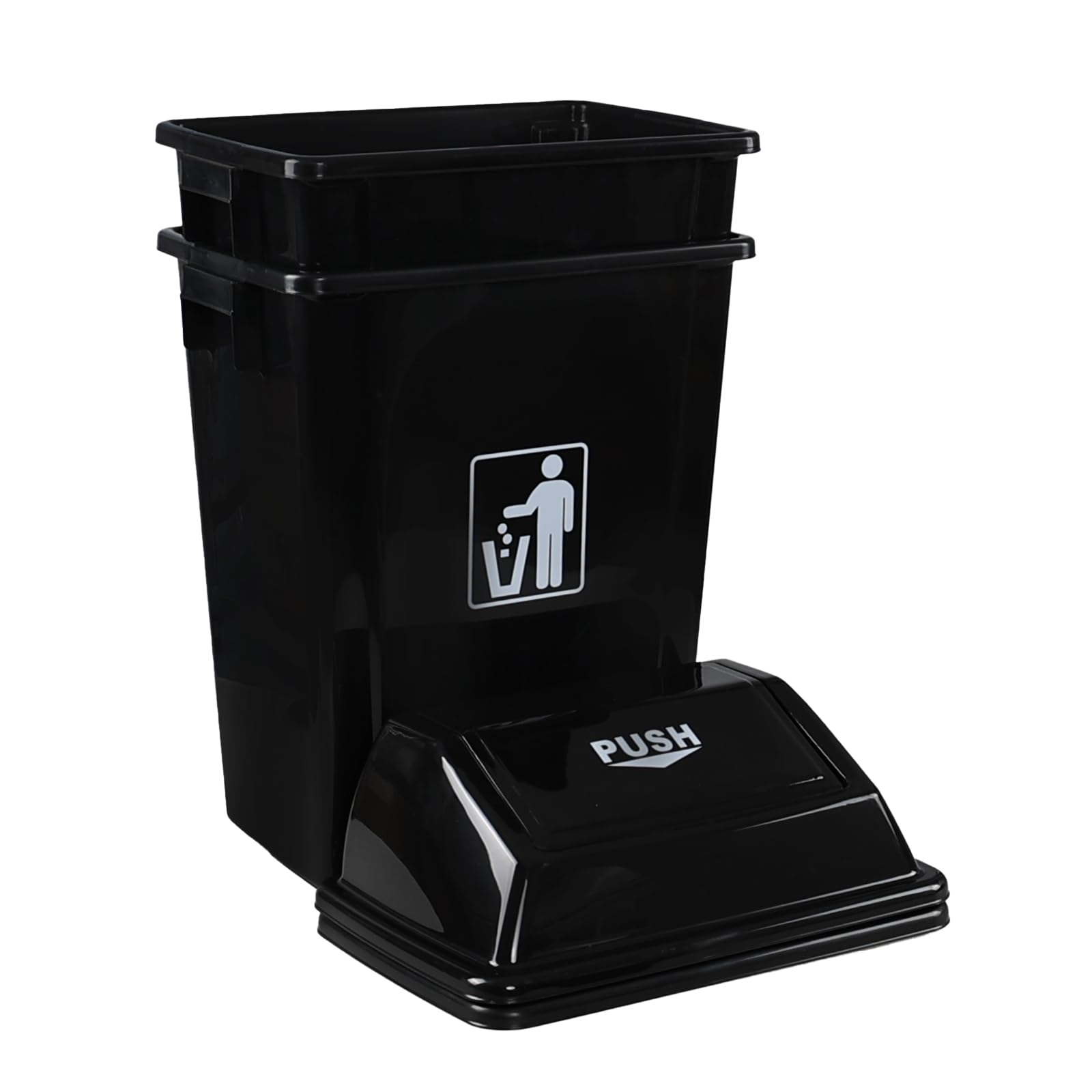 Saedy 10 Gallon Kitchen Garbage Can Pack of 4, Black Trash Bin with Swing Lid