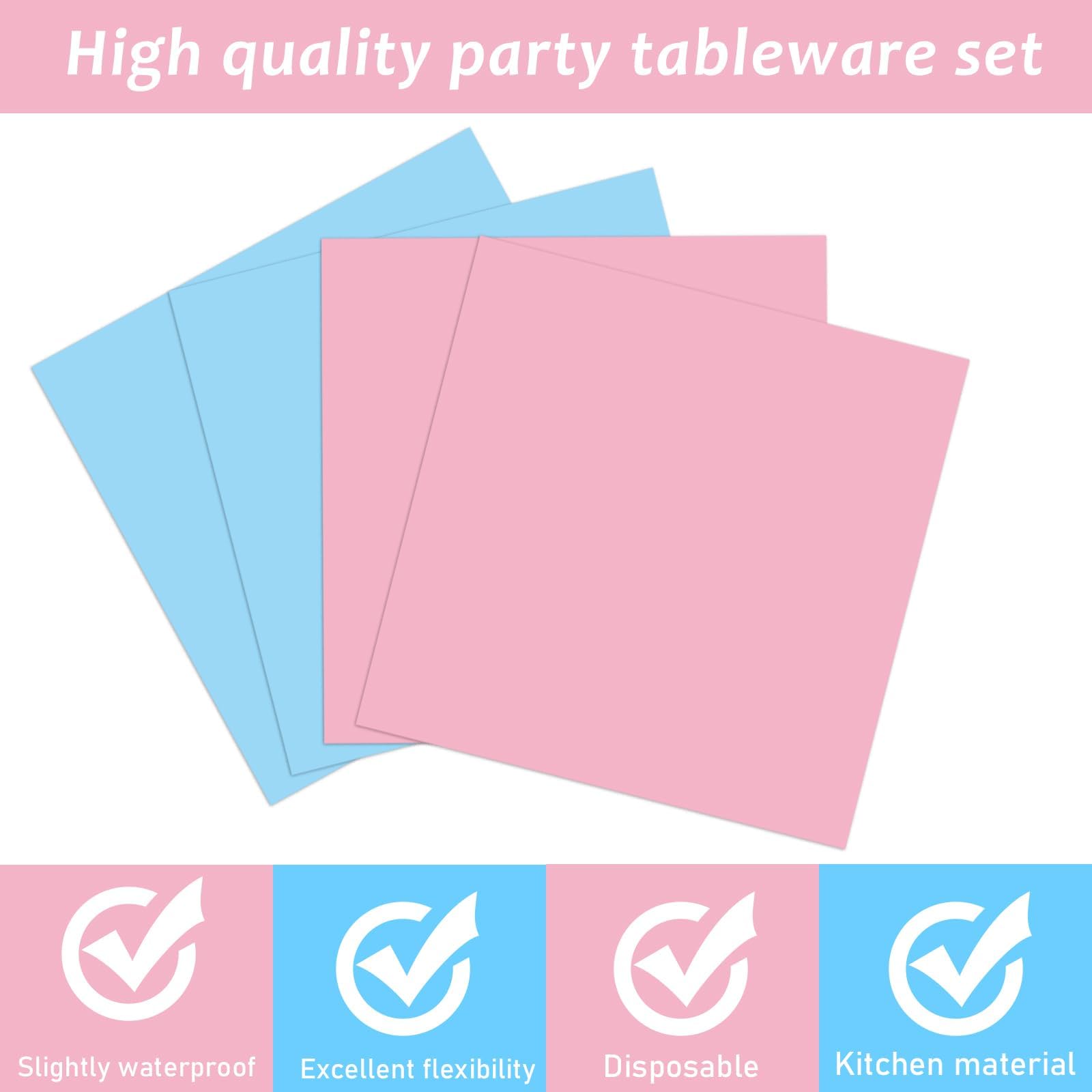 gisgfim 200PCS Gender Reveal Party Supplies Blue and Pink Gender Reveal Plates and Napkins Set Boys Girls Baby Shower Party Tableware Dinnerware for Baby Shower Birthday Table Party Decor 50 Guests