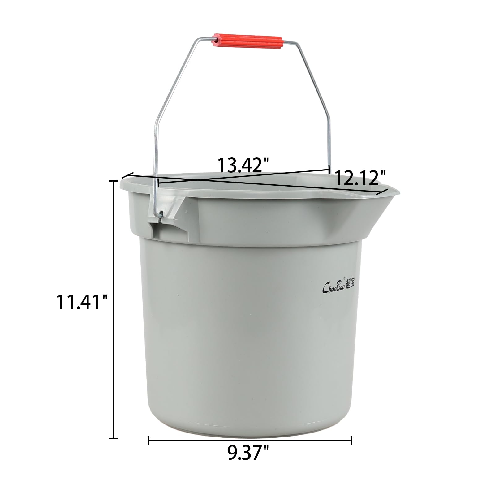 Nihenok 4 Pack Plastic 3.5 Gallon Round Utility Pail with Handle, Commercial Buckets, Gray