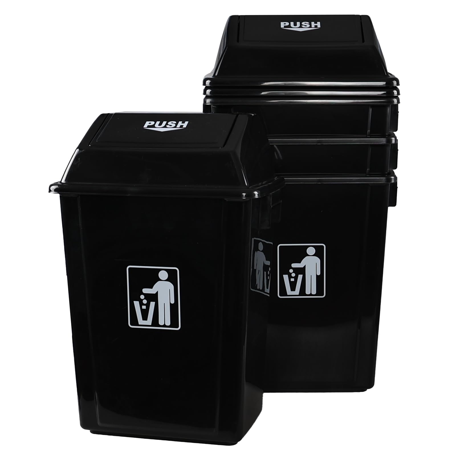 Saedy 10 Gallon Kitchen Garbage Can Pack of 4, Black Trash Bin with Swing Lid