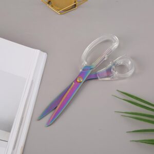 Acrylic Scissors, 9” Ultra-Sharp Titanium Coated Blades and Sharp All-Purpose Scissors, Sewing Scissors, Office Scissors, Comfortable Handle Design, Versatile Usage (Rainbow)