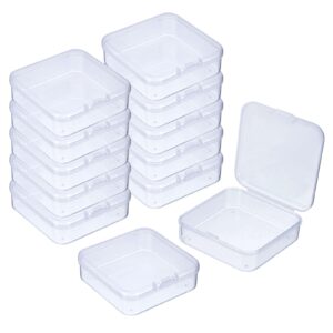 uxcell 12pcs clear small plastic beads storage containers with lids, square anti-oxidation jewelry storage boxes for small items craft, beads, ear studs, necklaces(3×2.95×1.02in)