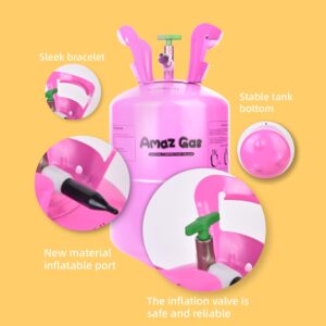 Amaz Gas Helium Tank 7L, Party Supplies, with 50ml Balloon Treatment Liquid, Ideal for Birthday, Christmas, Thanksgiving, Anniversary, New Year, Weddings - Pink(1 Box)