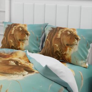 ZAJIO 3D Printing Desert Lion Full Size Duvet Cover Set for Teens Adult Natural Theme Comforter Cover 1 Quilt Cover with 2 Pillow Cases(No Comforter)