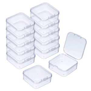 uxcell 72pcs clear small plastic beads storage containers with lids, square anti-oxidation jewelry storage boxes for small items craft, beads, ear studs, necklaces(1.8×1.77×0.79in)