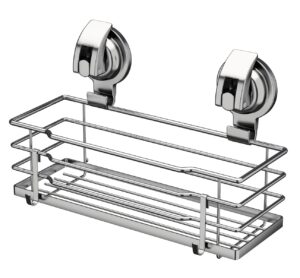 dolris shower caddy, suction cup shower shelf with hooks, shower organizer rust proof sus304 stainless steel, silver