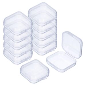 uxcell 24pcs clear small plastic beads storage containers with lids, square anti-oxidation jewelry storage boxes for small items craft, beads, ear studs, necklaces(1.4×1.38×0.79in)