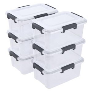 easymanie 10 quart airtight storage tote pack of 6, clear latching storage box