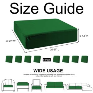 Aibiley 8Pcs Stretch Outdoor Cushions Cover for Patio Furniture,Patio Cushion Covers Replacement for Chair Couch,Soft Elastic Washable Sofa Seat Slipcover Indoor,with Fixed Ties-Dark Green