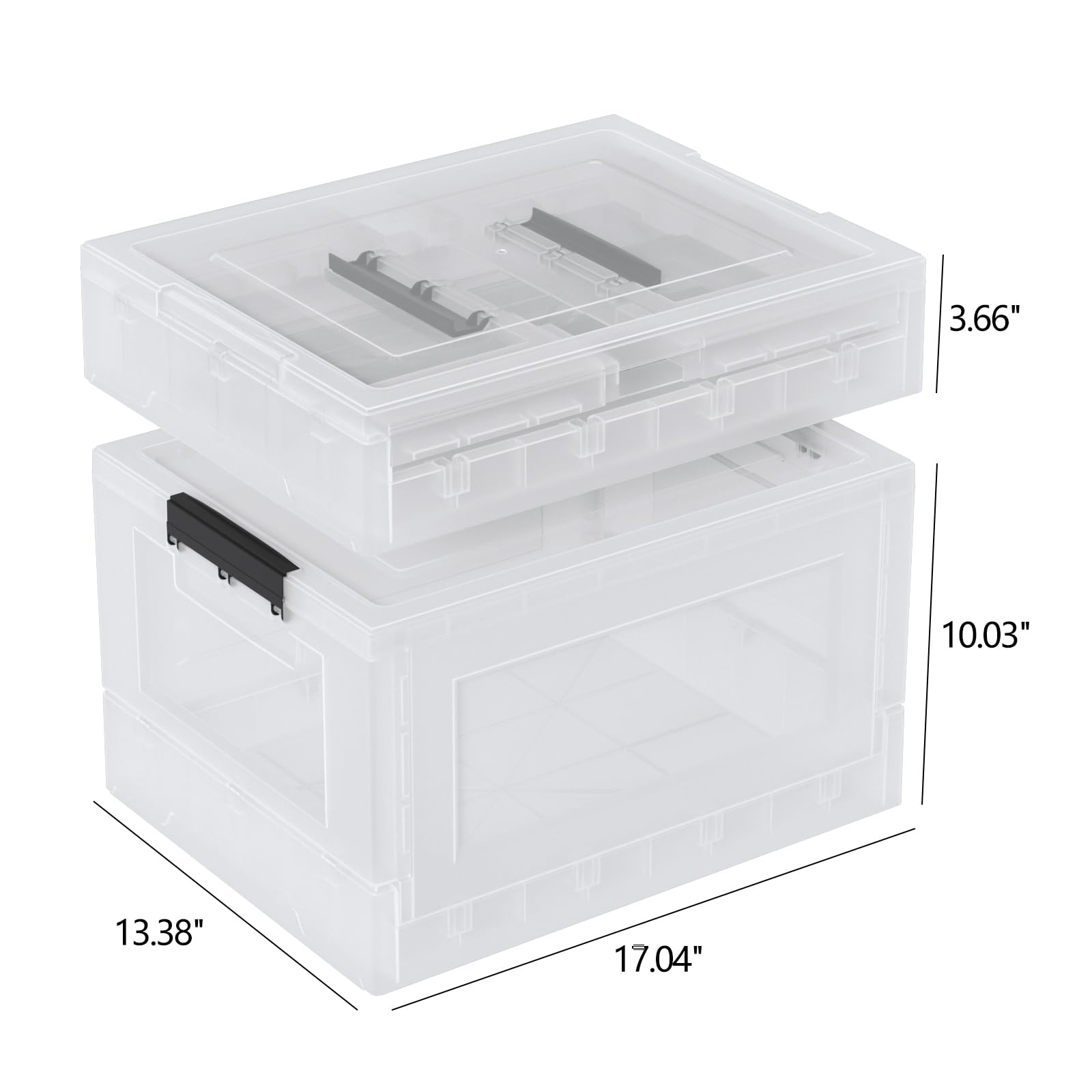 Esdiplot 4 Packs Clear Plastic Collapsible Storage Boxes, Folding Plastic Containers with Lids, 30 L