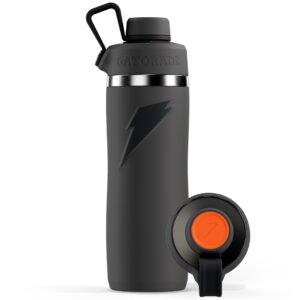 gatorade overtime 22 oz stainless steel bottle, twist cap, grey, 24+ hour insulation