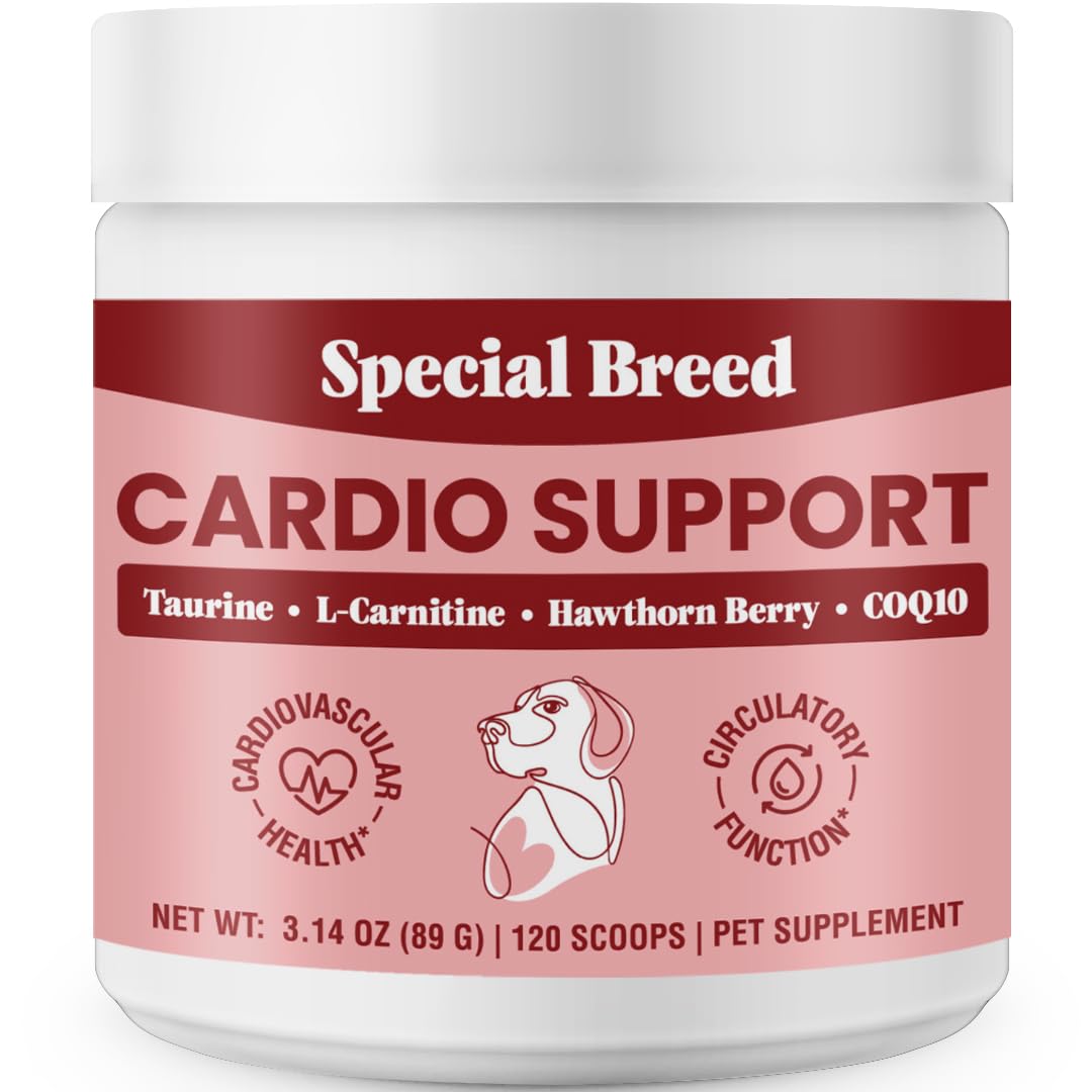 Special Breed Cardio Support for Dogs - Heart Health Support with Taurine, CoQ10, Organic Hawthorne Berry, Powder Supplement, 120 Scoops, 3.14 oz