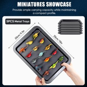 ONULISS Miniatures Storage Case with 5 Metal Trays Adjustable Shoulder Strap Miniature Display Case Transport Case with Clear Acrylic Security Door Gift for Miniature Lovers Collectibles.