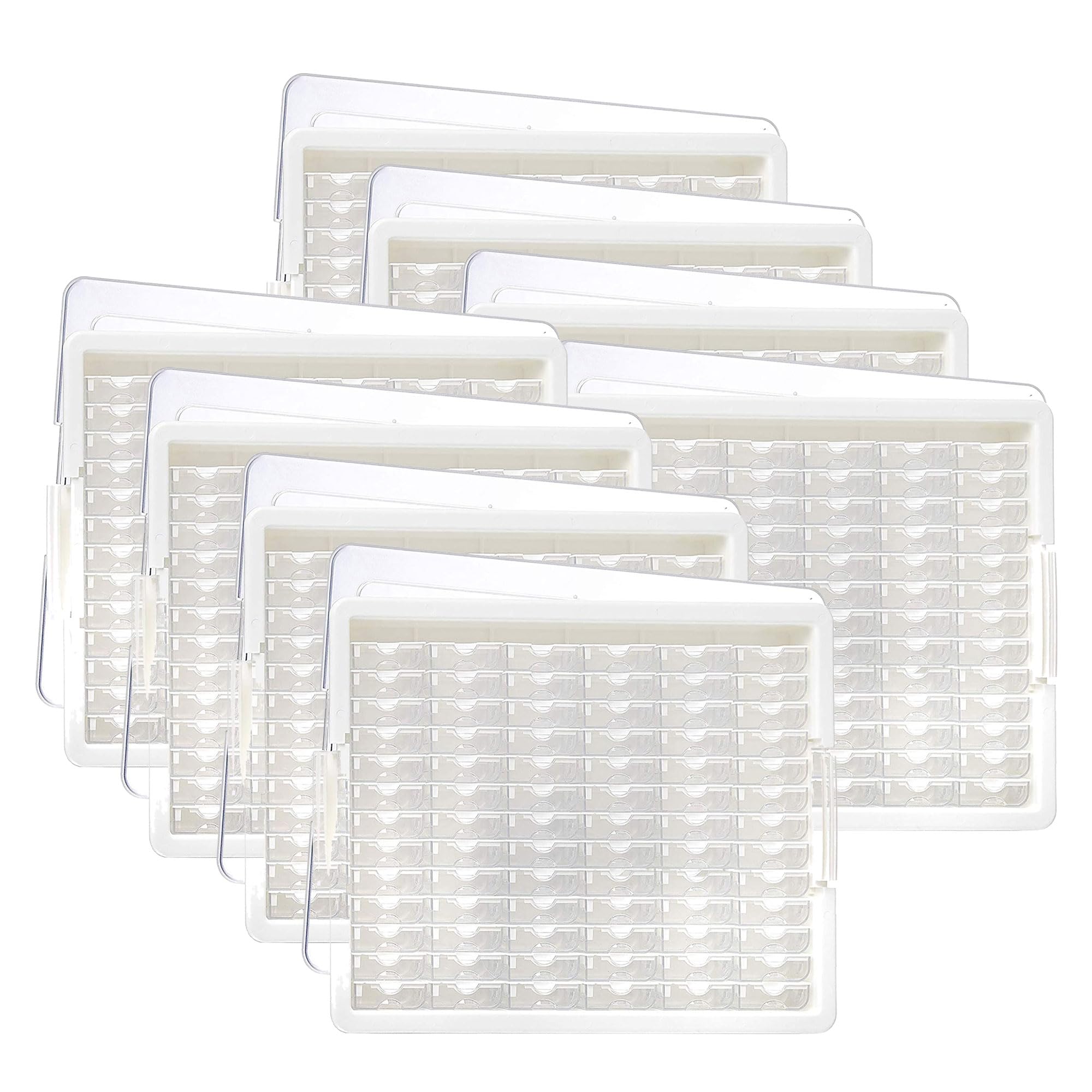 Bead Storage Solutions Elizabeth Ward Plastic Tray and Bead Organizer, 78 Containers of Various Sizes, Tray, and Lid for Beads, 8 Pack, Clear