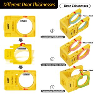 KATA 1-3/8" - 1-3/4" Door Lock Installation Kit with Large Chip-Clearance Slots, Door Lock Hole Saw for Deadbolts and Locksets for Wooden Doors with Guide Template, Carbon Steel