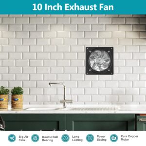 HG Power 10 Inch Exhaust Fan with Switch, Powerful Kitchen Exhaust Fan with Damper, Potable Window Fan, Small Fume Extractor Ventilation Fan for Bathroom, Shop, Smoking Room, Garage