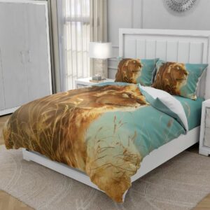 zajio 3d printing desert lion full size duvet cover set for teens adult natural theme comforter cover 1 quilt cover with 2 pillow cases(no comforter)