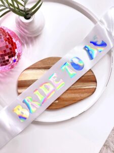 qpartyfire bachelorette party disco themed sash,bride to be sash,bachelorette party sash for disco ball disco theme last disco space cowgirl sash