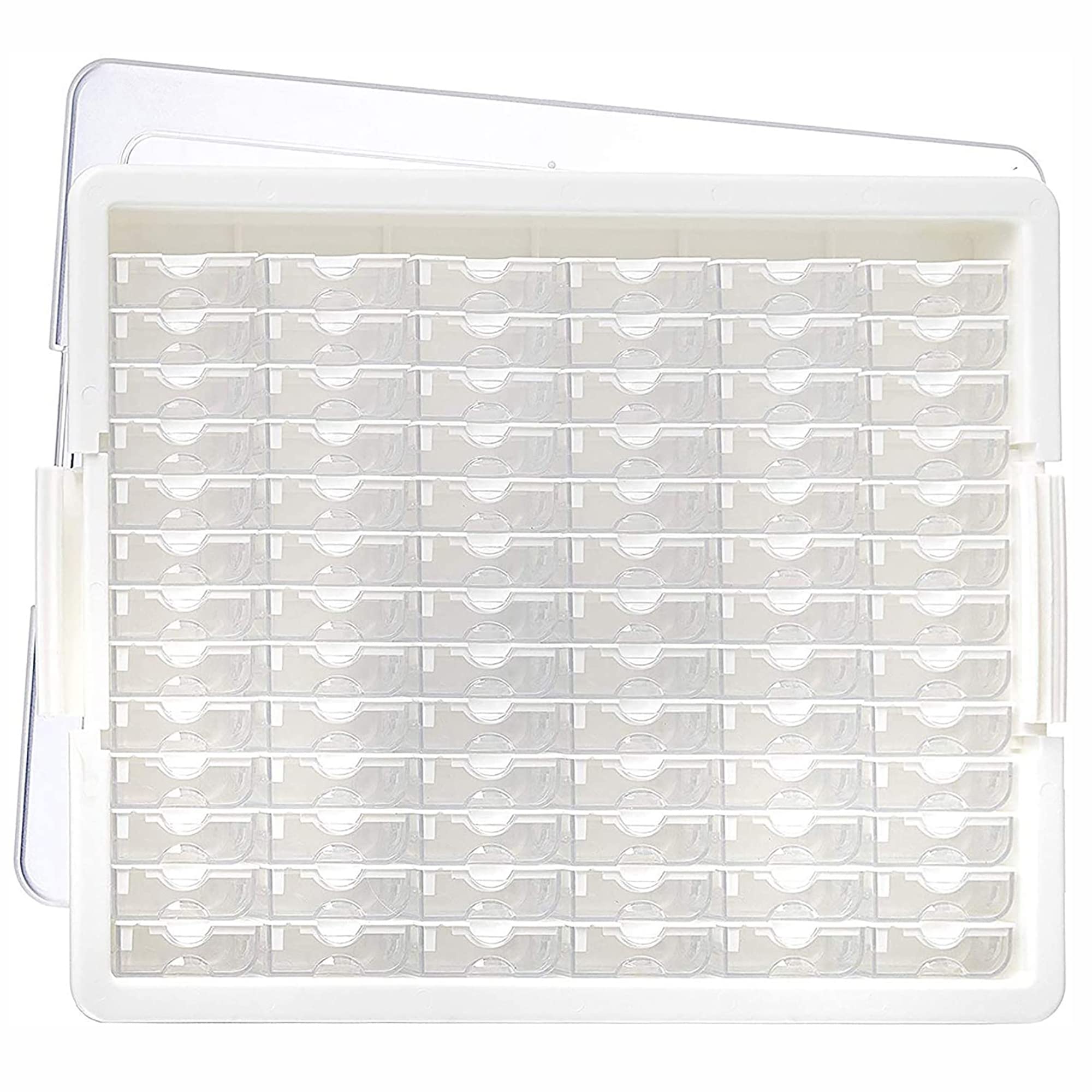 Bead Storage Solutions Elizabeth Ward Plastic Tray and Bead Organizer, 78 Containers of Various Sizes, Tray, and Lid for Beads, 8 Pack, Clear