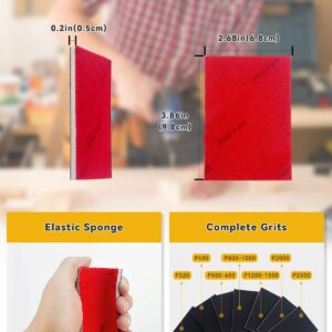 18 Pcs 320-2500 Grit Sanding Sponge Sandpaper Assortment, Soft and Cozy Sponge Wet Dry Sandpaper Ultra Fine Sandpaper, Sanding Pads, Sand Paper for Wood Furniture, Models, Phone Cases, Metal Surfaces