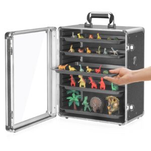 onuliss miniatures storage case with 5 metal trays adjustable shoulder strap miniature display case transport case with clear acrylic security door gift for miniature lovers collectibles.