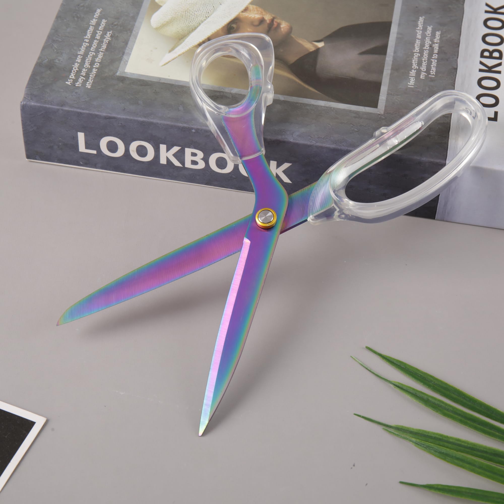 Acrylic Scissors, 9” Ultra-Sharp Titanium Coated Blades and Sharp All-Purpose Scissors, Sewing Scissors, Office Scissors, Comfortable Handle Design, Versatile Usage (Rainbow)