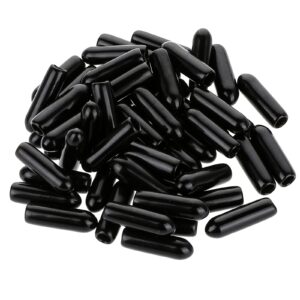 60pcs screw thread protectors vinyl flexible end caps rubber end caps flexible tube caps tubing tip black bolt screw thread protector safety cover (1/8 inch 3 mm)