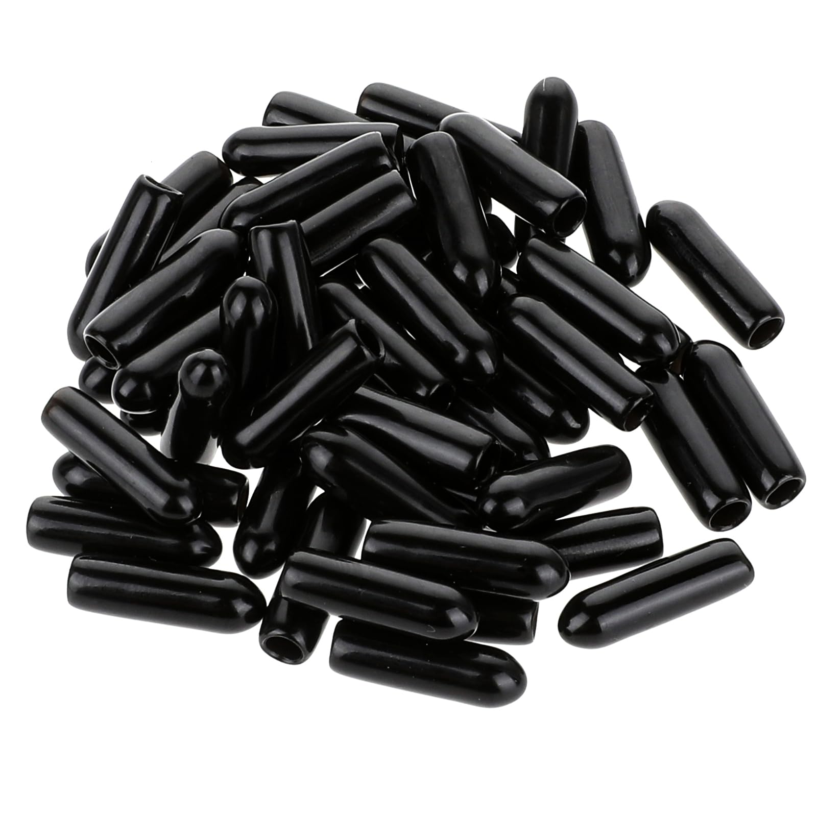 60pcs Screw Thread Protectors Vinyl Flexible End Caps Rubber End Caps Flexible Tube Caps Tubing Tip Black Bolt Screw Thread Protector Safety Cover (1/8 Inch 3 mm)