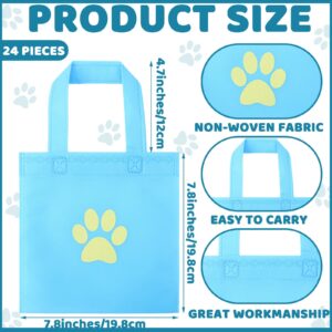 Aliceset 24 Pcs Dog Gift Bags with Handles 7.8 x 7.8 Inch Paw Print Bags Non Woven Cartoon Dog Party Favor Bags Paw Goodie Bags Reusable Paw Print Treat Bags for Dog Puppy Birthday Party Supplies