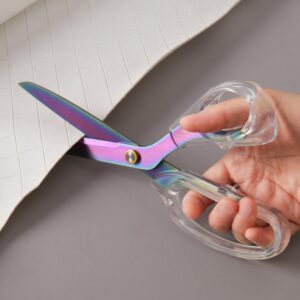 Acrylic Scissors, 9” Ultra-Sharp Titanium Coated Blades and Sharp All-Purpose Scissors, Sewing Scissors, Office Scissors, Comfortable Handle Design, Versatile Usage (Rainbow)